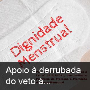 Apoio à derrubada do veto à distribuição gratuita de absorventes a ...